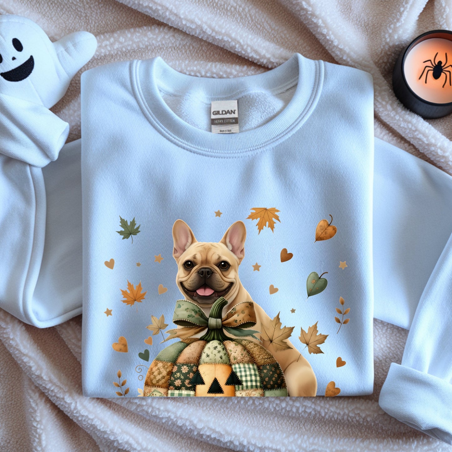 Frenchie Fall Halloween Patchwork Premium Unisex Sweatshirt ...